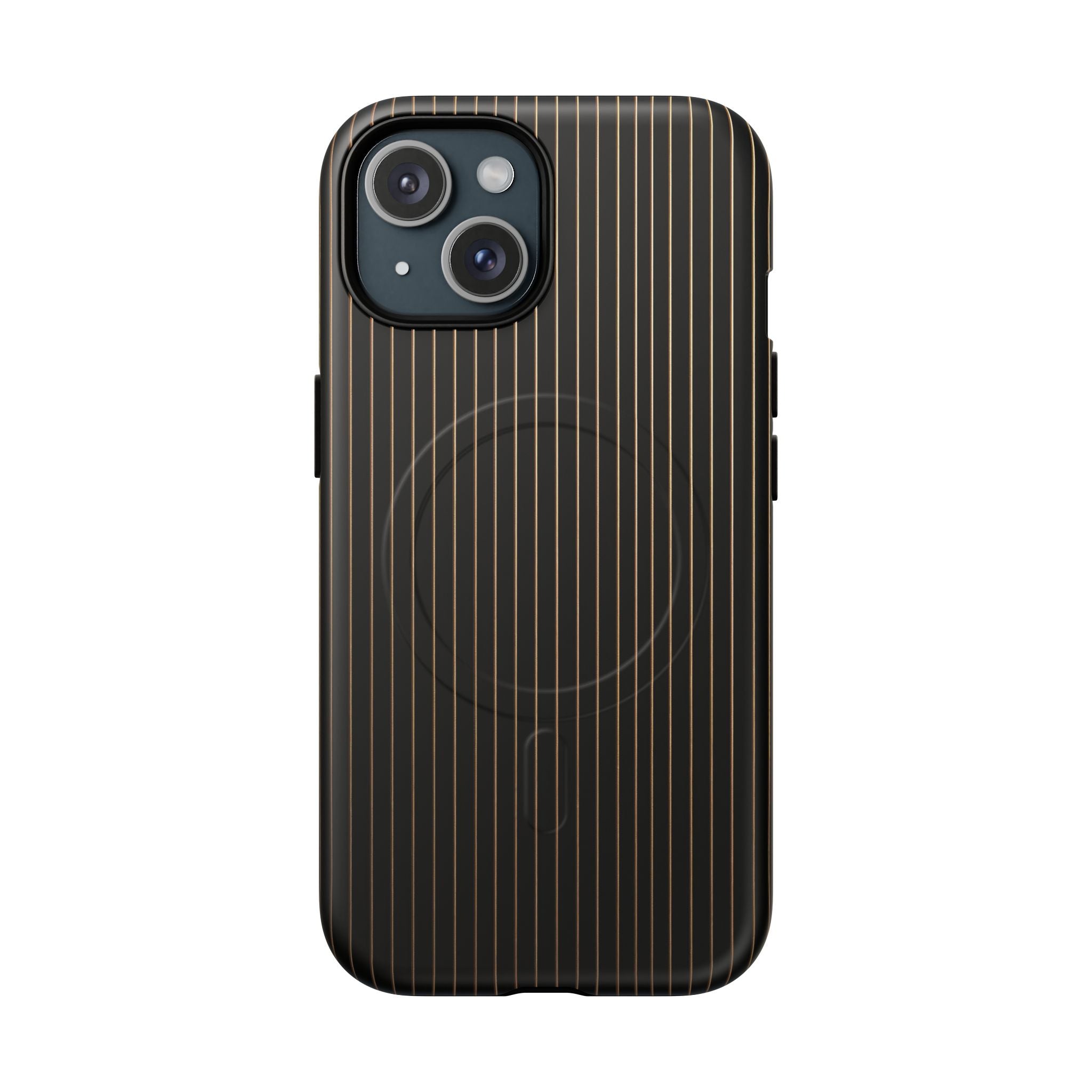 Black & Gold Pinstripe Matte iPhone Case - Luxury Shockproof MagSafe ...